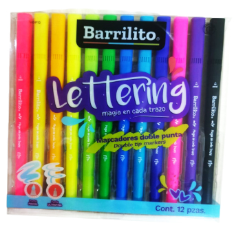 PLUMONES DOBLE PUNTA LETTERING BARRILITO C/12 – Grupo Comercial Zambrano